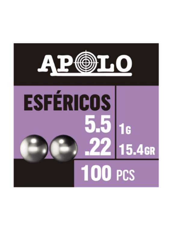 Balines Apolo 5.5mm Esfericos - Gutierrez Pesca y Camping